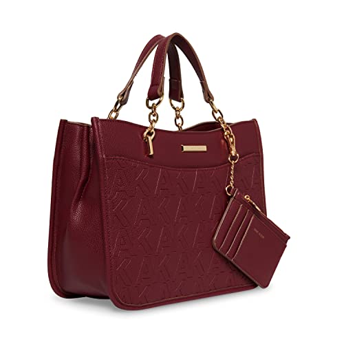 Anne Klein Womens Anne Klein embossed satchel, Rhubarb/Rhubarb, One Size US