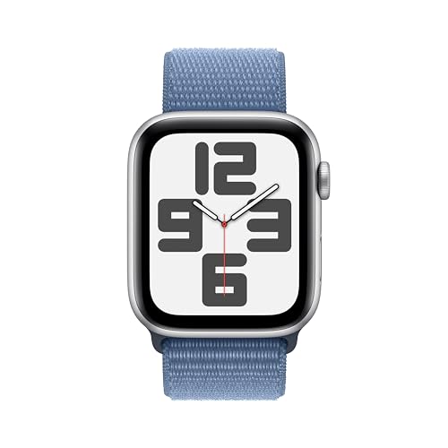 Apple Watch SE GPS 44mm Silver Aluminum Case with Winter Blue Sport Loop with AppleCare+ (2 Years)