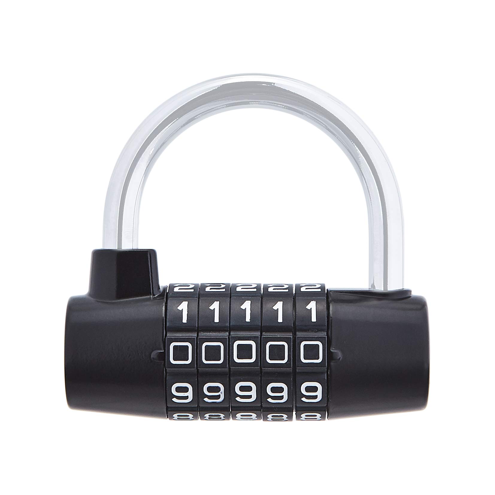 Amazon Basics 5-Digit Horizontal Combination Padlock, Black, 1-Pack