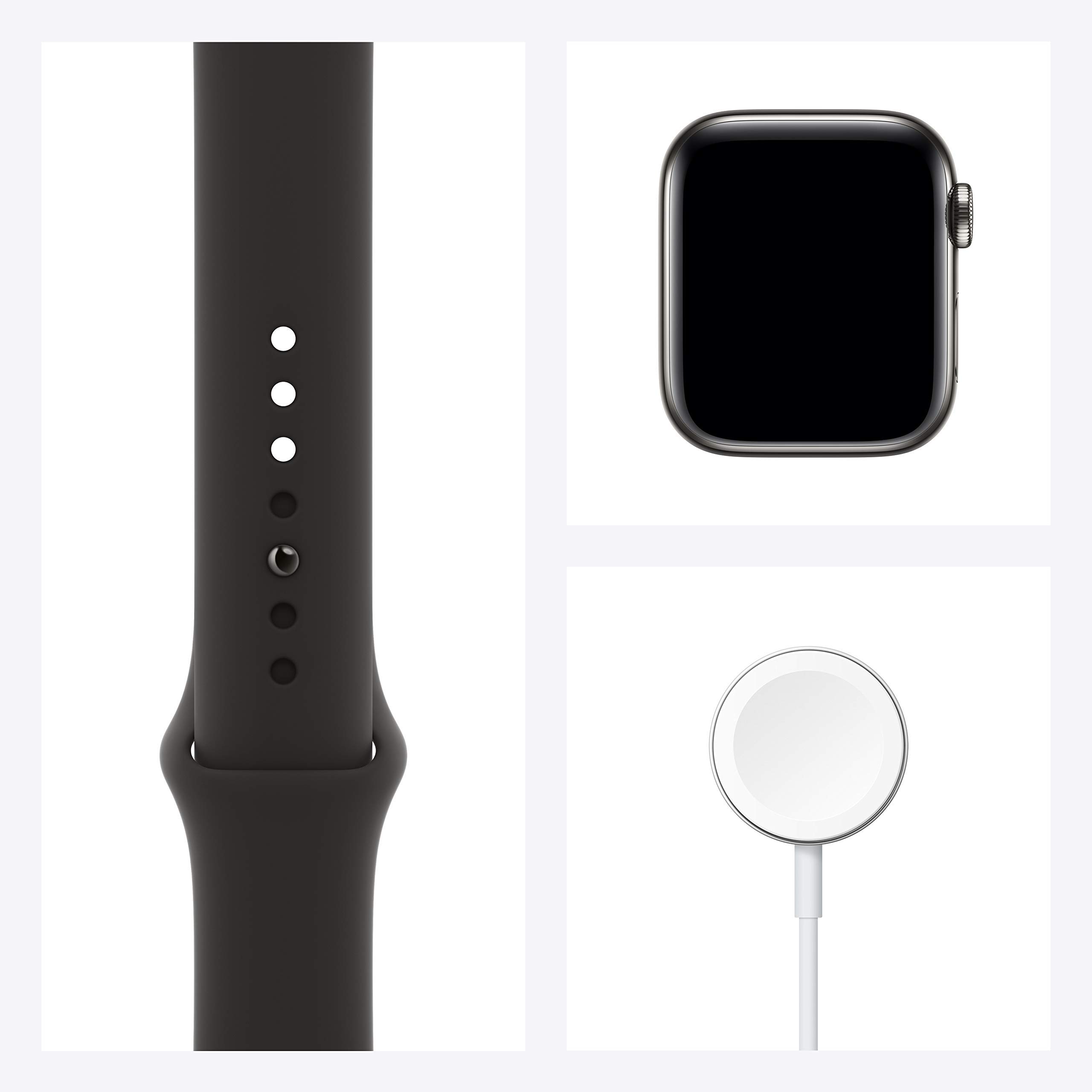 Apple Watch Series 6 (GPS + Cellular, 40mm) - Graphite Stainless Steel Case with Black Sport Band (Renewed)