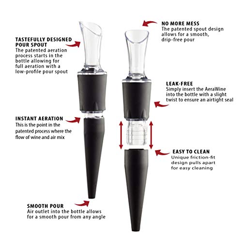AeraWine 2-Pack Patented Bottle-top Wine Aerator and Pourer - 100% MADE IN THE USA
