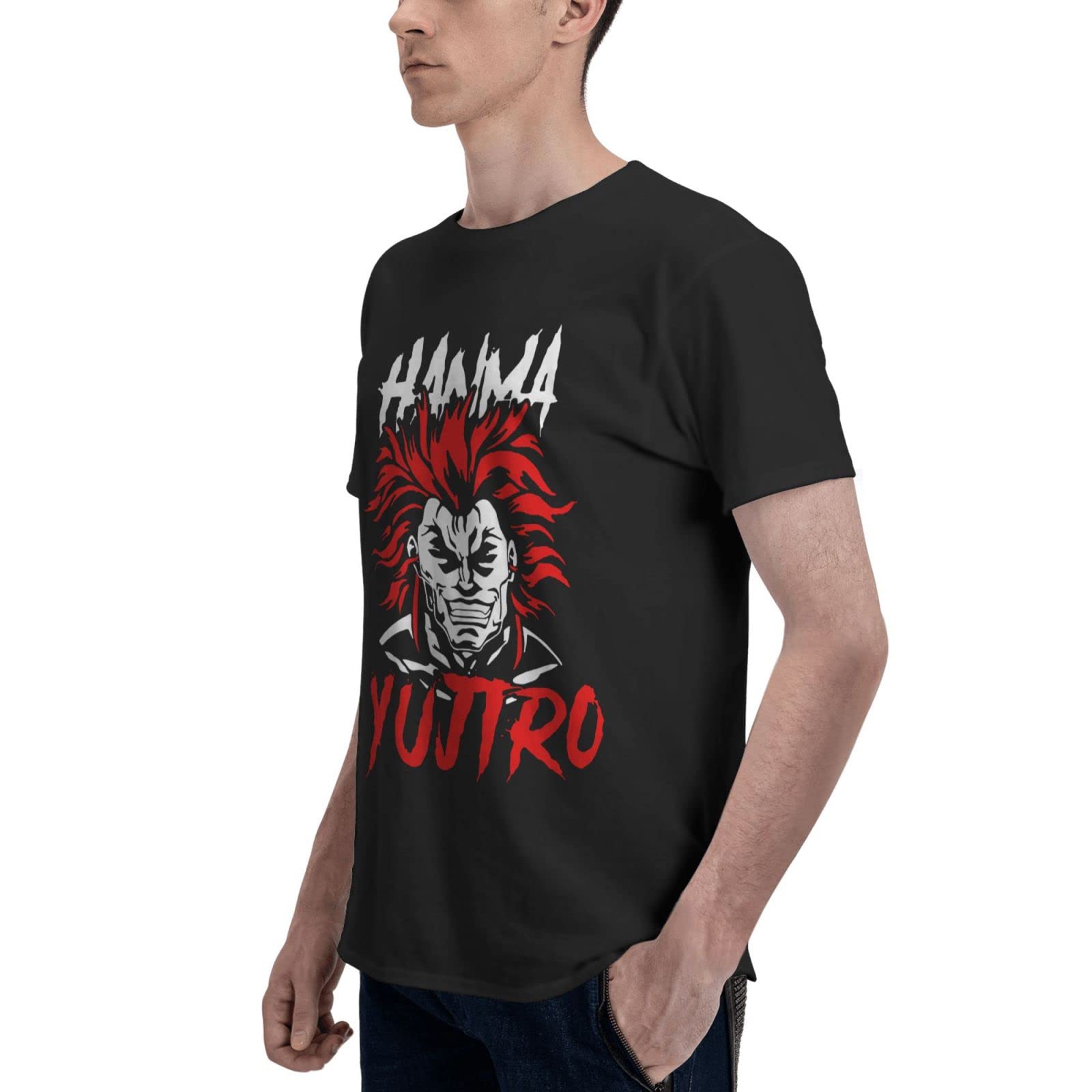 Anime Baki The Grappler Yujiro Hanma T Shirt Man's Summer Cotton Tee Comfort O-Neck Short Sleeve Clothes Black