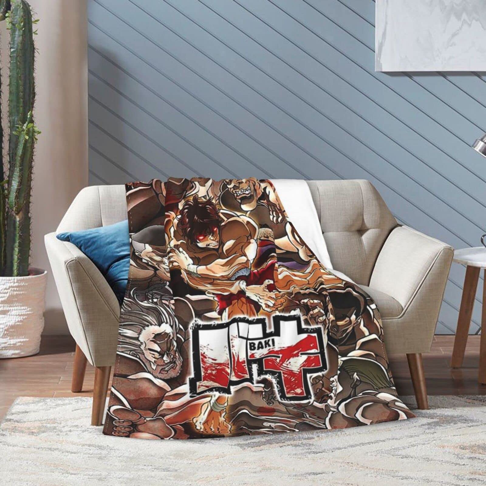 Anime Baki The Grappler Blanket Tapestry Sofa Office Bedroom Throw Blankets Super Soft Cozy Microfiber Blanket Bedding 40"X30"