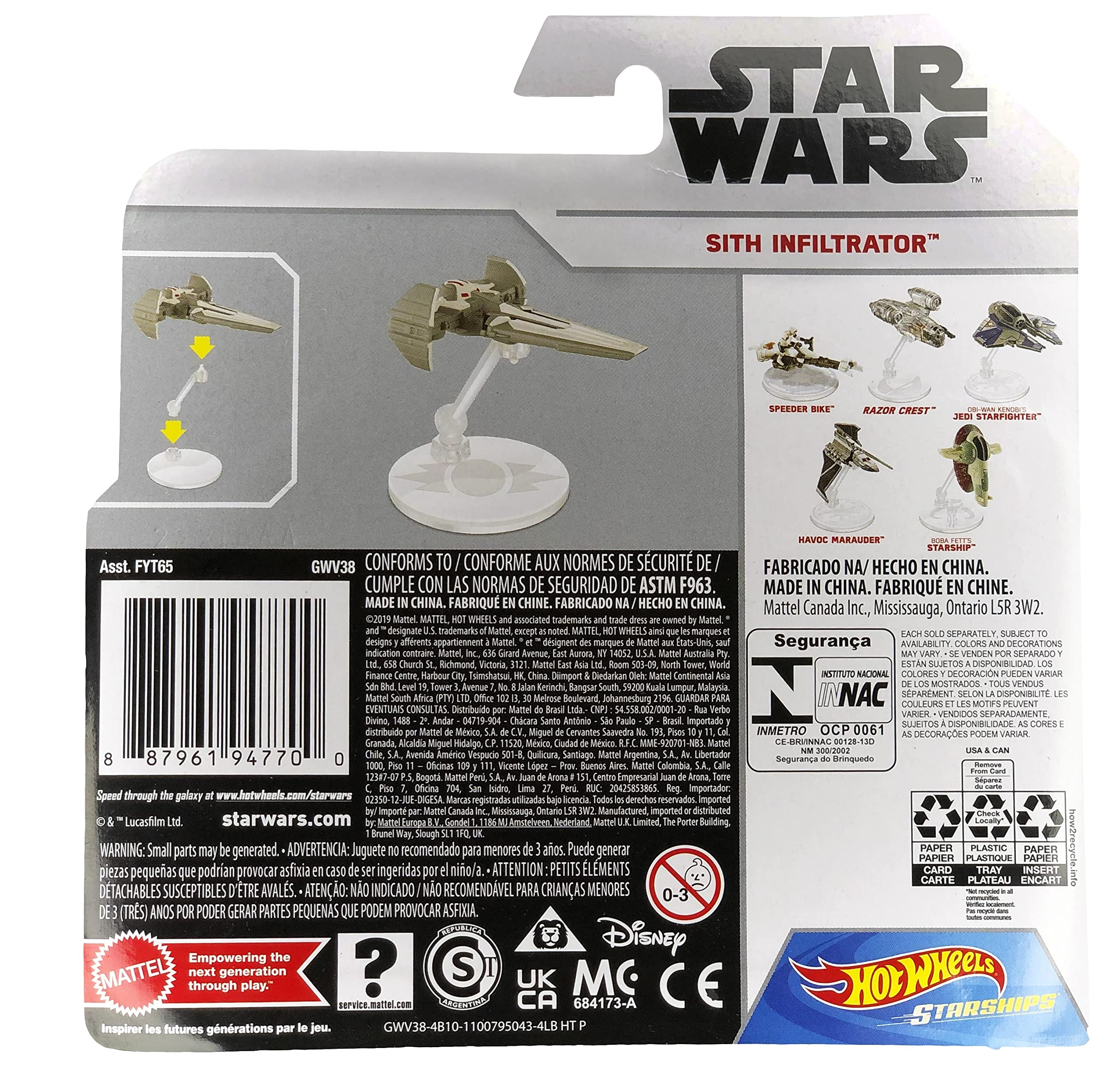 Hot Wheels Star Wars Starships Sith Infiltrator Die Cast Vehicle