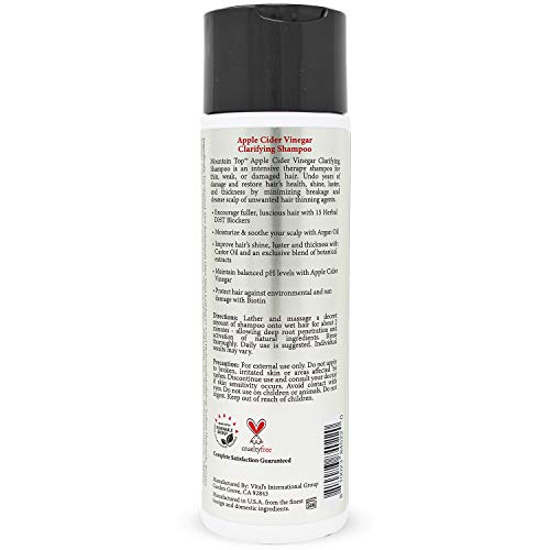 MOUNTAIN TOP Apple Cider Vinegar ACV Shampoo (8 oz / 273 ml) with Biotin, Castor Oil - Clarifying, For Fuller & Thicker Hair - Paraben, Sulfate Free - All Hair Types, Men & Women