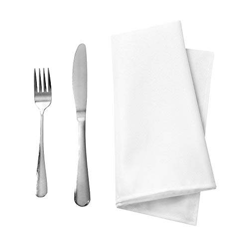 Ascoza 25pcs Polyester Cloth Napkins - 20 x 20 inch White Dinner Washable Napkins with Hemmed Edges for Restaurant/Wedding/Hotel(25,White)