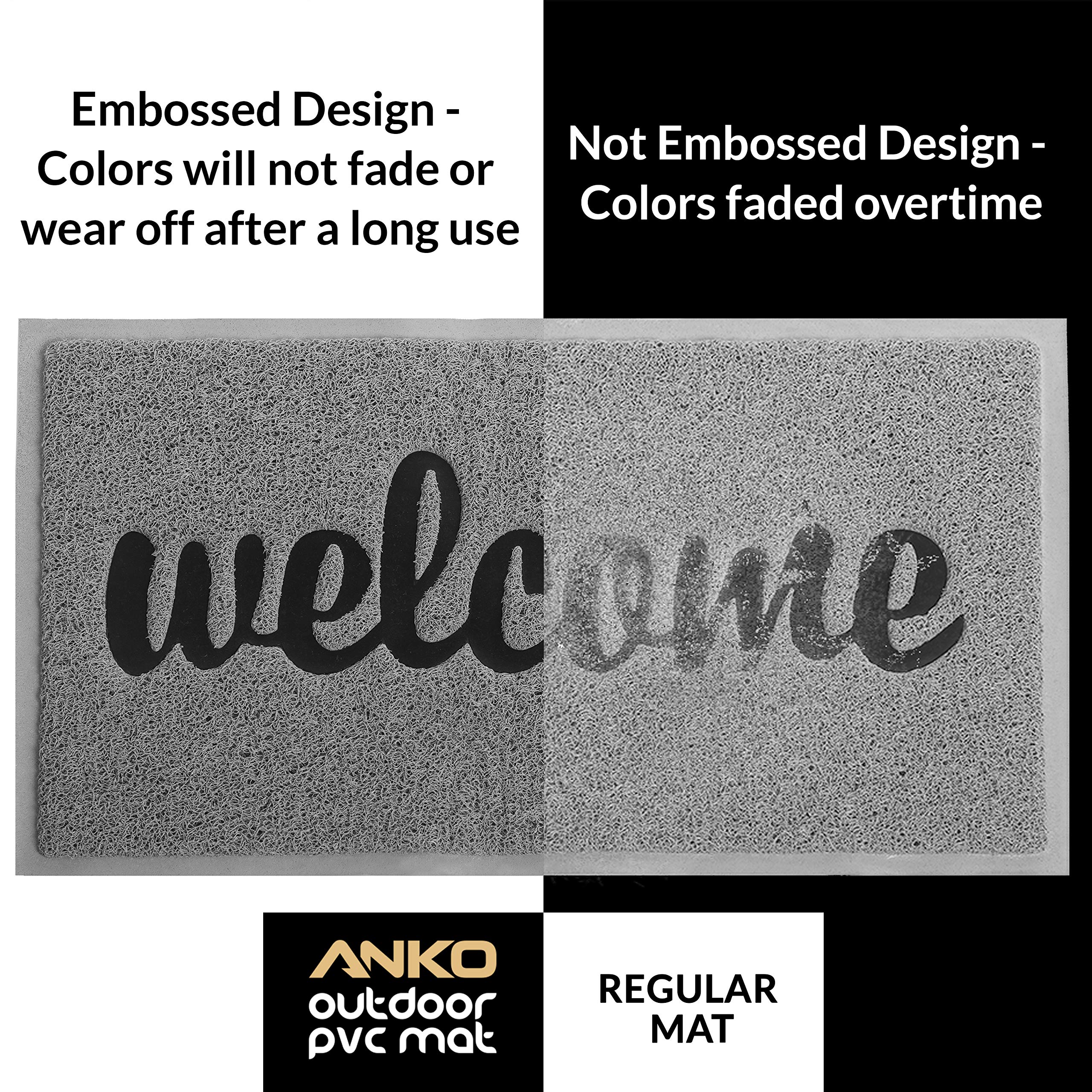 ANKO PVC Super Absorbent Outdoor Welcome MAT(30x18 inches) – Non-Slip Net Backing, Heavy Duty, Waterproof, Easy Clean, Low Profile Mat for Entry, Dust Trapper, Eco-Friendly