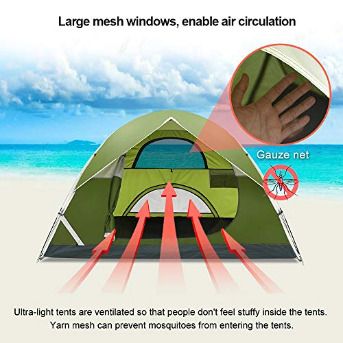 AYAMAYA 2 Person Dome Tent for Camping, Hiking, Fishing - Lightweight, Compact, Easy Setup, Double Layer Mesh Windows for Superior Ventilation