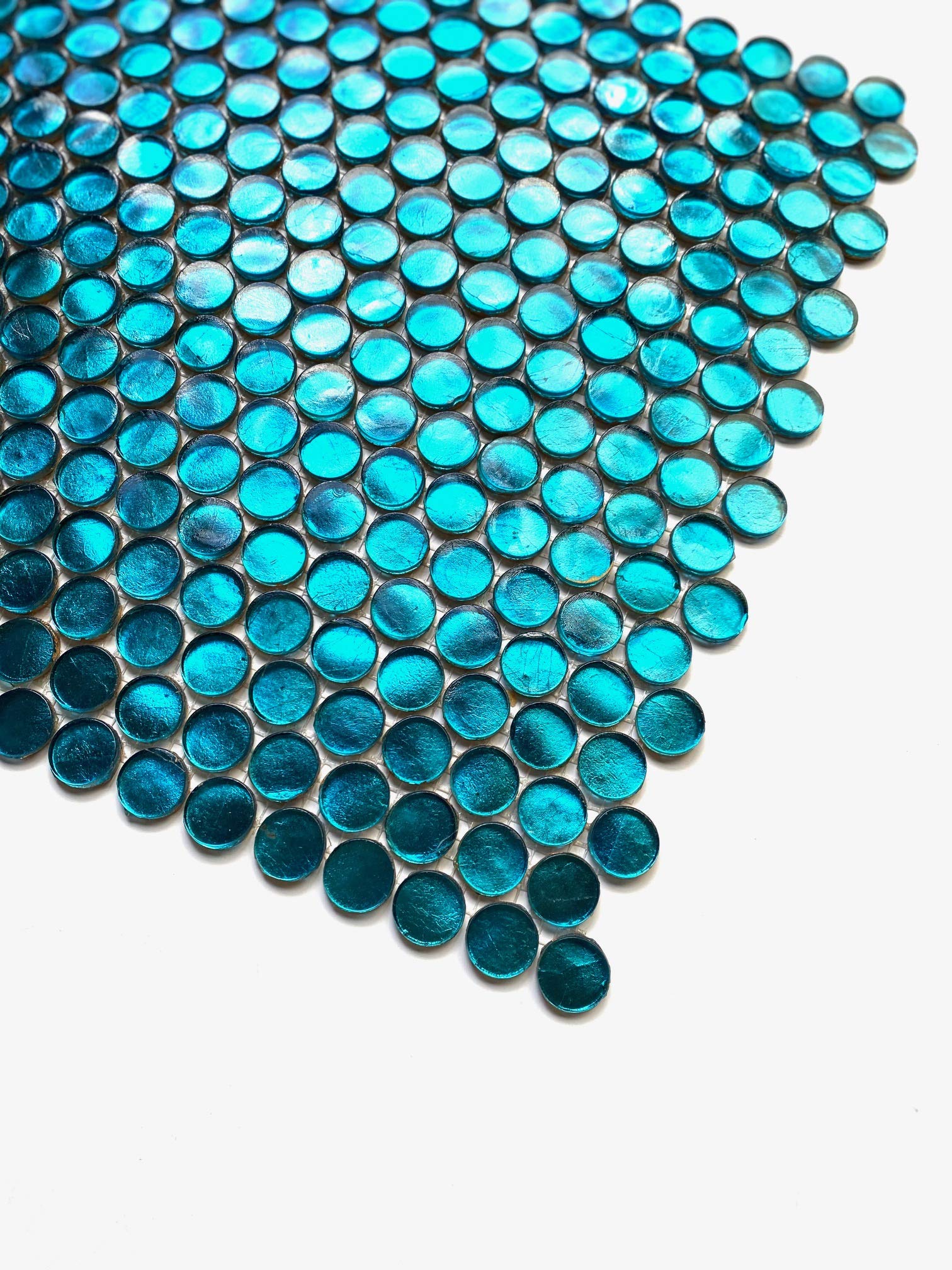 Aruba Turquoise Shimmer Penny Round Glass Mosaic
