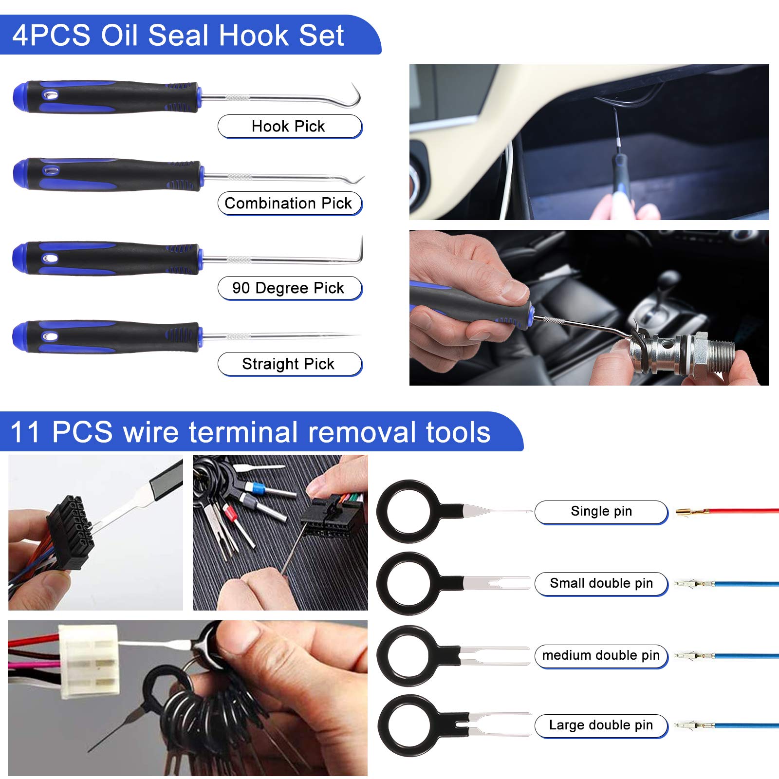 Avolare 194Pcs Trim Removal Tool Kit, Car Removal Tool Set for Trim Door Panel Audio Dash Window, Auto Clip Pliers Fastener Remover Pry Tool Kit, Car Upholstery Removal Tool with Storage Bag, Blue