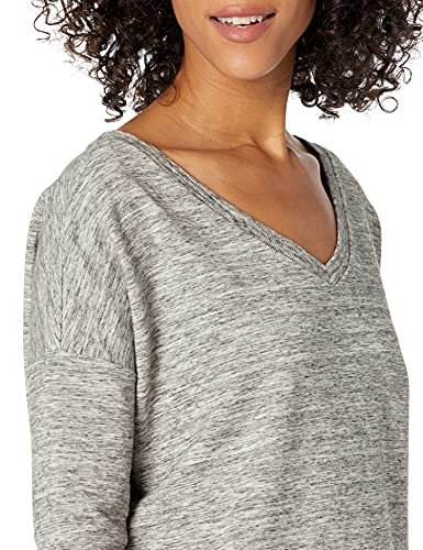 Amazon Brand - Daily Ritual Women's Oversized Terry Cotton and Modal V-Neck Drop-Shoulder Sweatshirt, Heather Grey Space Dye, XX-Large