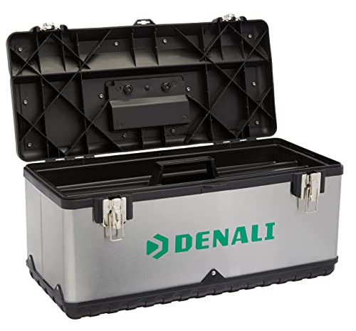 Amazon Brand - Denali Tool Box with Metal Latches, 23.3 x 11.0 x 10.8 in, Black