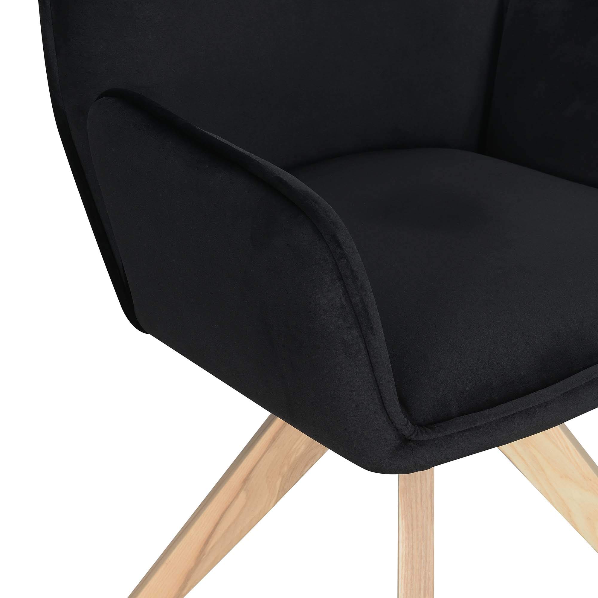 Convenience Concepts Take a Seat Miranda Swivel Accent Chair, Blue Velvet/Natural Wood