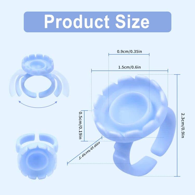 ANYINS Glue Rings 100PCS Eyelash Extensions Glue Disposable Rings for Lash Extension Supplies Lash Glue Holder Fanning Blooming Cups for Lash Glue for Eyelash Extensions(Blue)