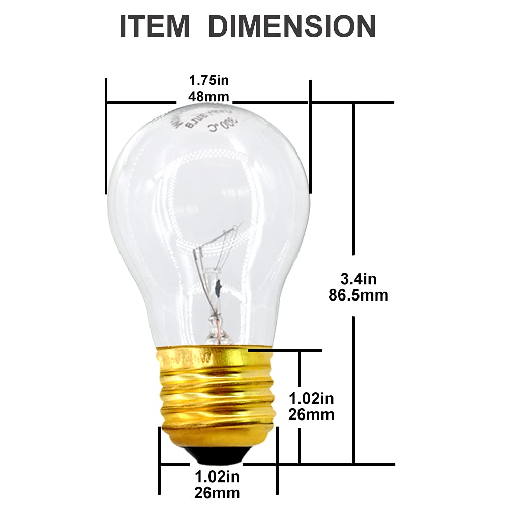 haraqi 8 Pack A15 40W 120V with E26 Standard Medium Base, A15 Appliance Light Bulb for Ceiling Fan, Refrigerators, Ovens and 16.3 Inches Lava Lamp