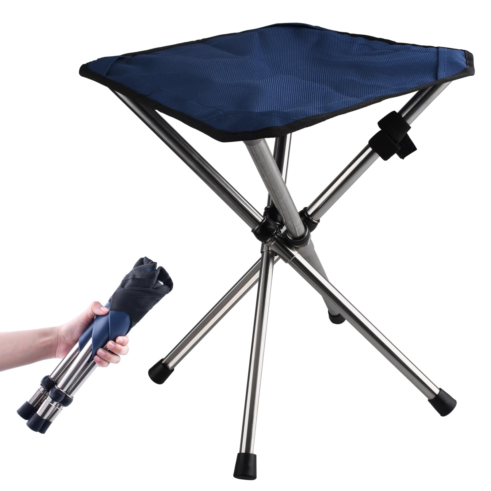 Azarxis Folding Camping Stool Mini Fishing Slacker Chair Compact Lightweight Portable for Outdoor Walking Hiking Backpacking Travelling Hunting BBQ (Black - Large)