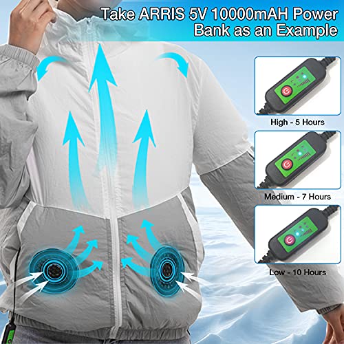 ARRIS 5V USB Cooling Jacket, Air Conditioning Jacket With 4 Fans, UV Resistant Cooling AC Fan Jacket for for Summer High Temp Outdoor Work