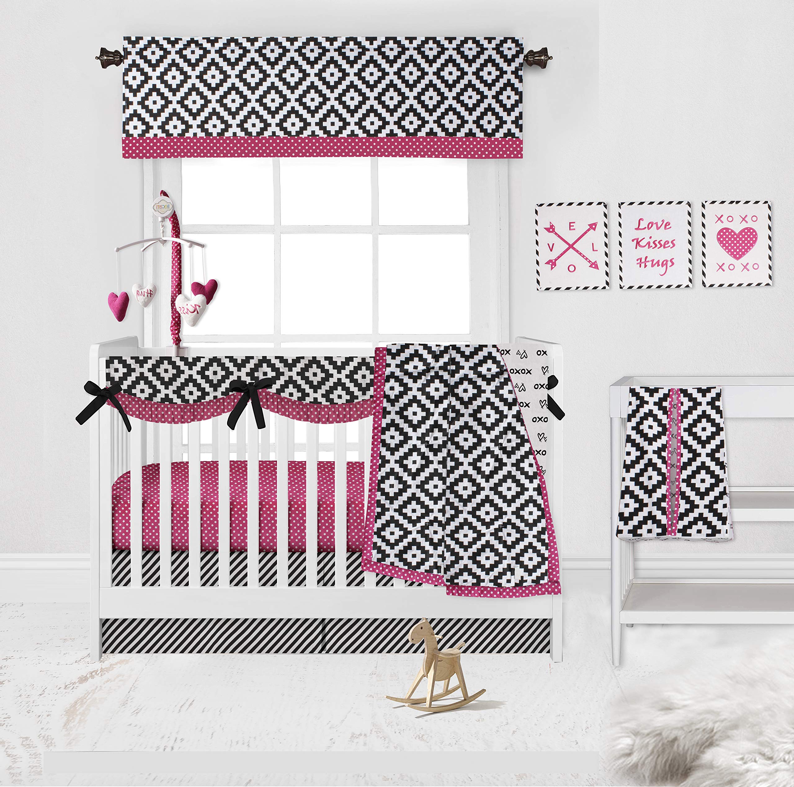 Bacati Love Warp Stripes Diaper Changing Pad Cover, Black/White (LOBKWSTCPC)