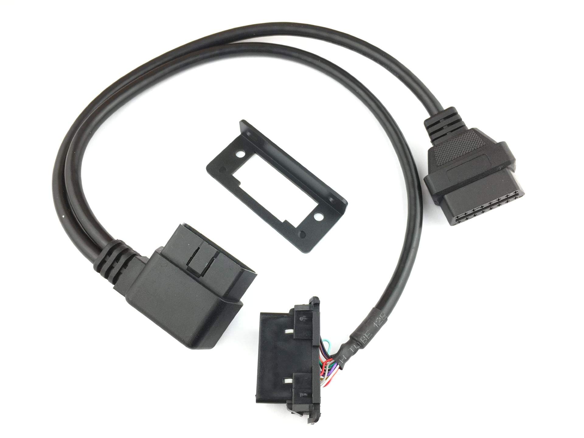 ARTECKIN Right Angle Universal OBD II OBD2 16pin Extension Splitter Y Cable 1 Male to 2 Female with Underdash Bracket for GPS