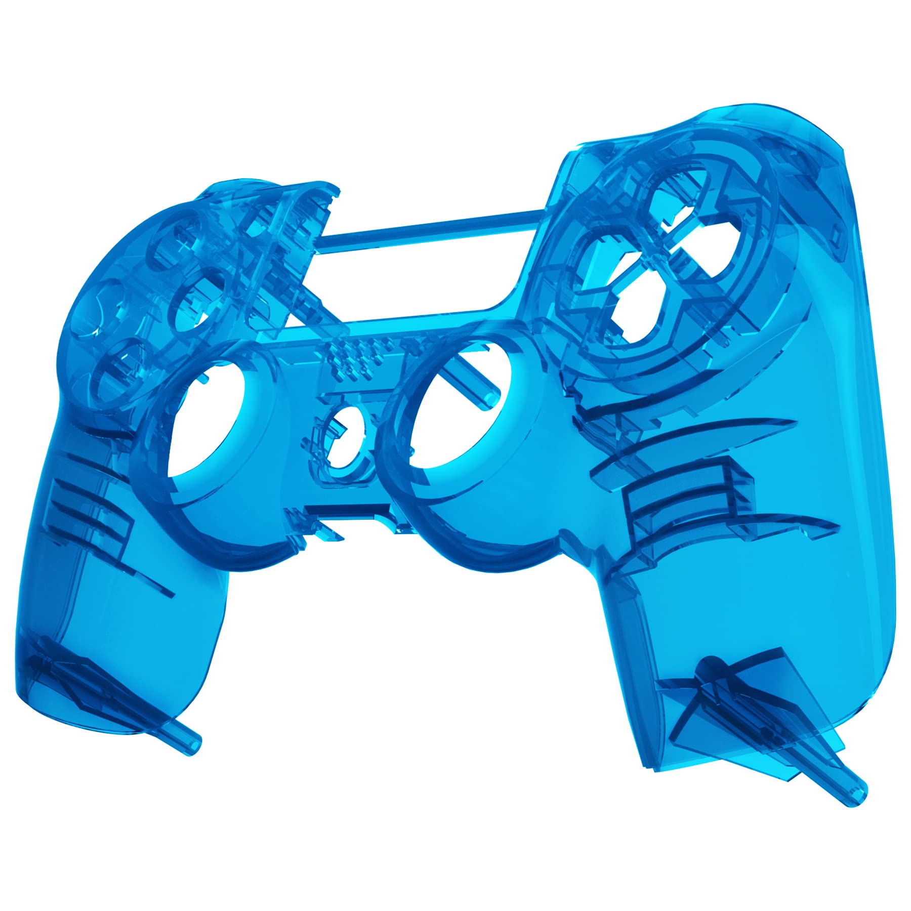 eXtremeRate Replacement Faceplate Front Housing Shell with Tools Compatible with ps4 Slim Pro Controller CUH-ZCT2 JDM-040/050/055 - Transparent Crystal Clear Blue - Controller NOT Included