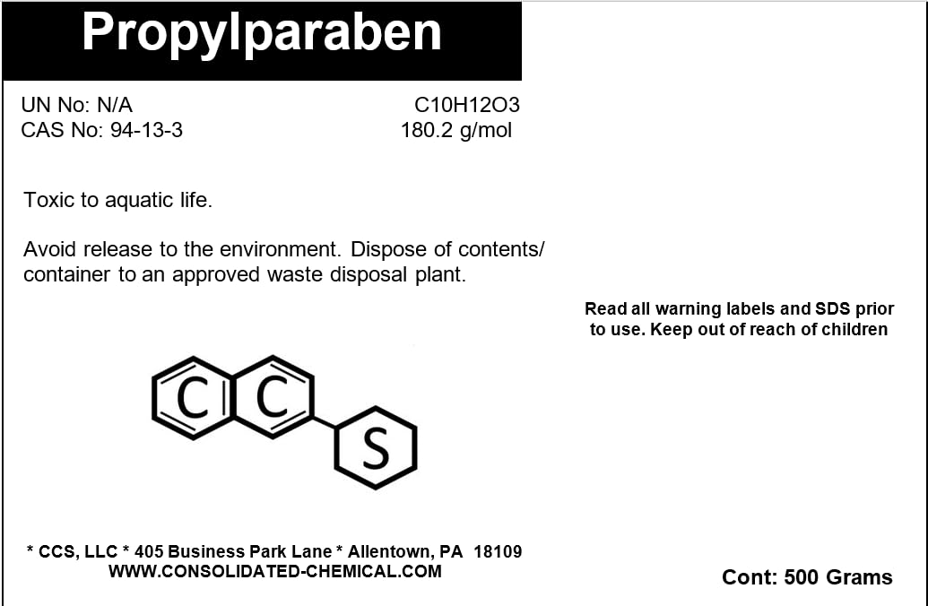 CCS CONSOLIDATED CHEMICAL & SOLVENTS Propyl Paraben High Purity Preservative (500 Grams)