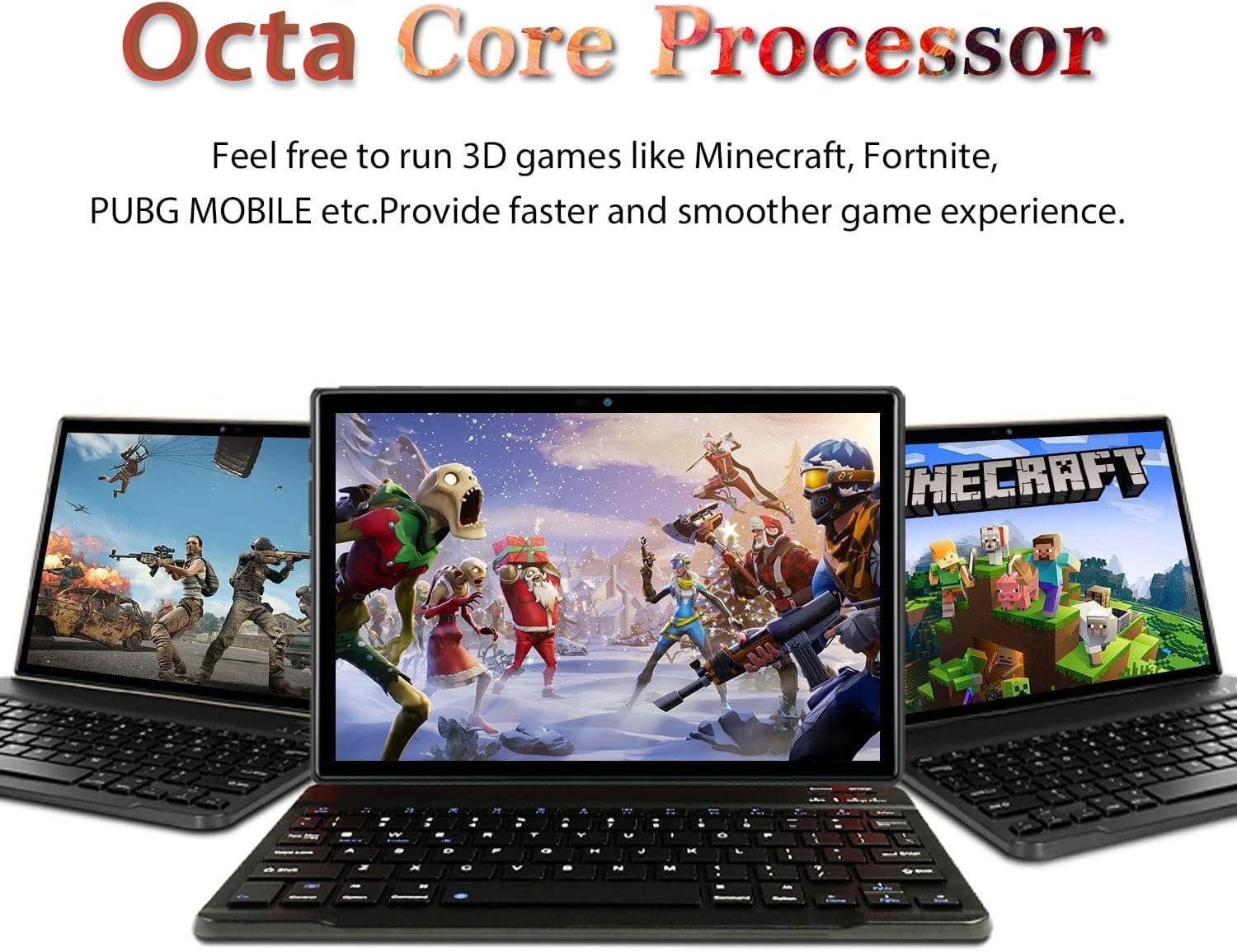 AOYODKG Tablet 2 in 1, 10.1 inch Android 11 Tablet with Keyboard, Case Mouse, 4GB RAM+64GB ROM(256GB Expand), Quad-Core Processor, 1280x800 IPS HD Display, Games, Wi-Fi, Bluetooth, AYO-A10 (Gold)