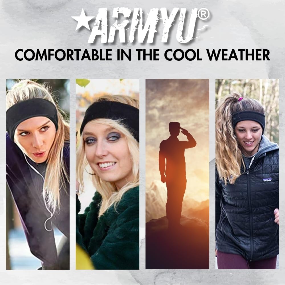 Army Universe Black Polar Fleece Cold Weathr Headband β Ultimate Unisex Head Wrap Winter Ear Warmth for Outdoor Sports