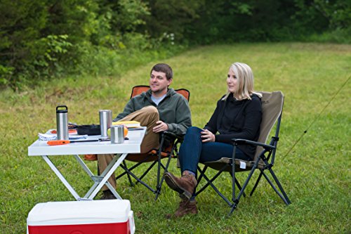 ALPS Mountaineering Folding Camping Table with Smooth Easy-to-Clean Roll Top and Sturdy and Lightweight Aluminum X Frame, Shoulder Carry Bag, Regular, Silver