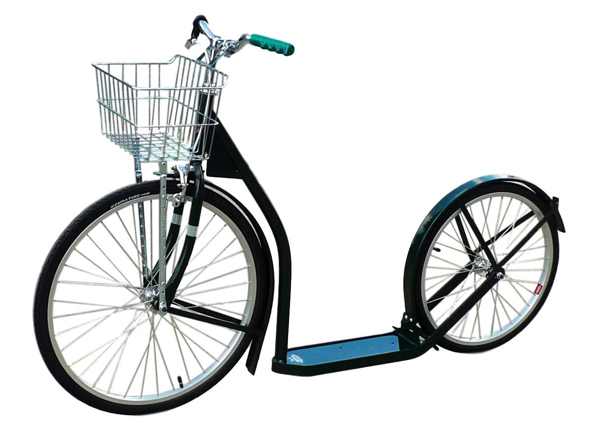 Amish-Made Deluxe Kick Scooter Bike - 24" Front Wheel 20" Rear Wheel -Adult Size (Hunter Green)