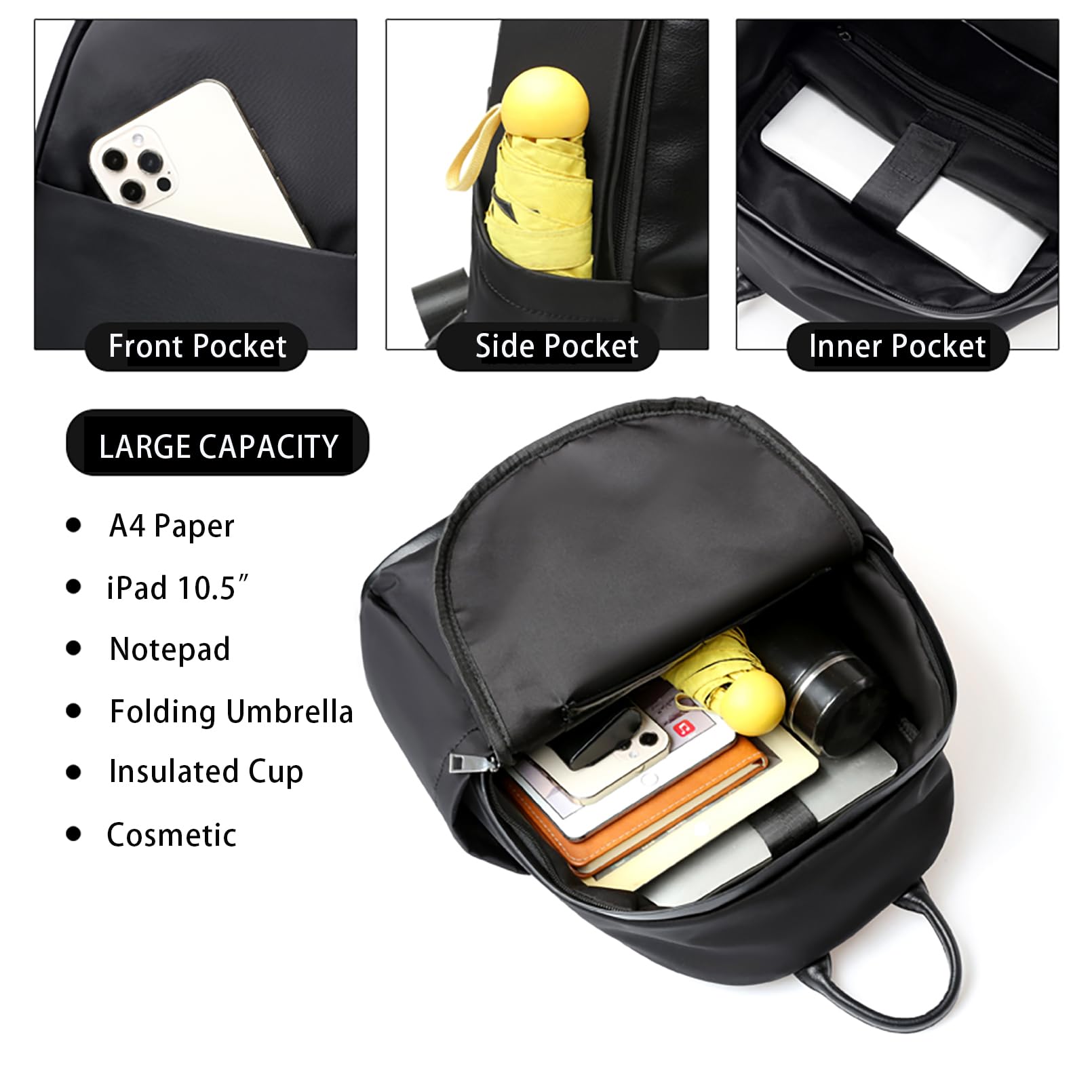 AuSion Leather Backpack Purse for Women Laptop Backpacks Travel Crossbody Bag