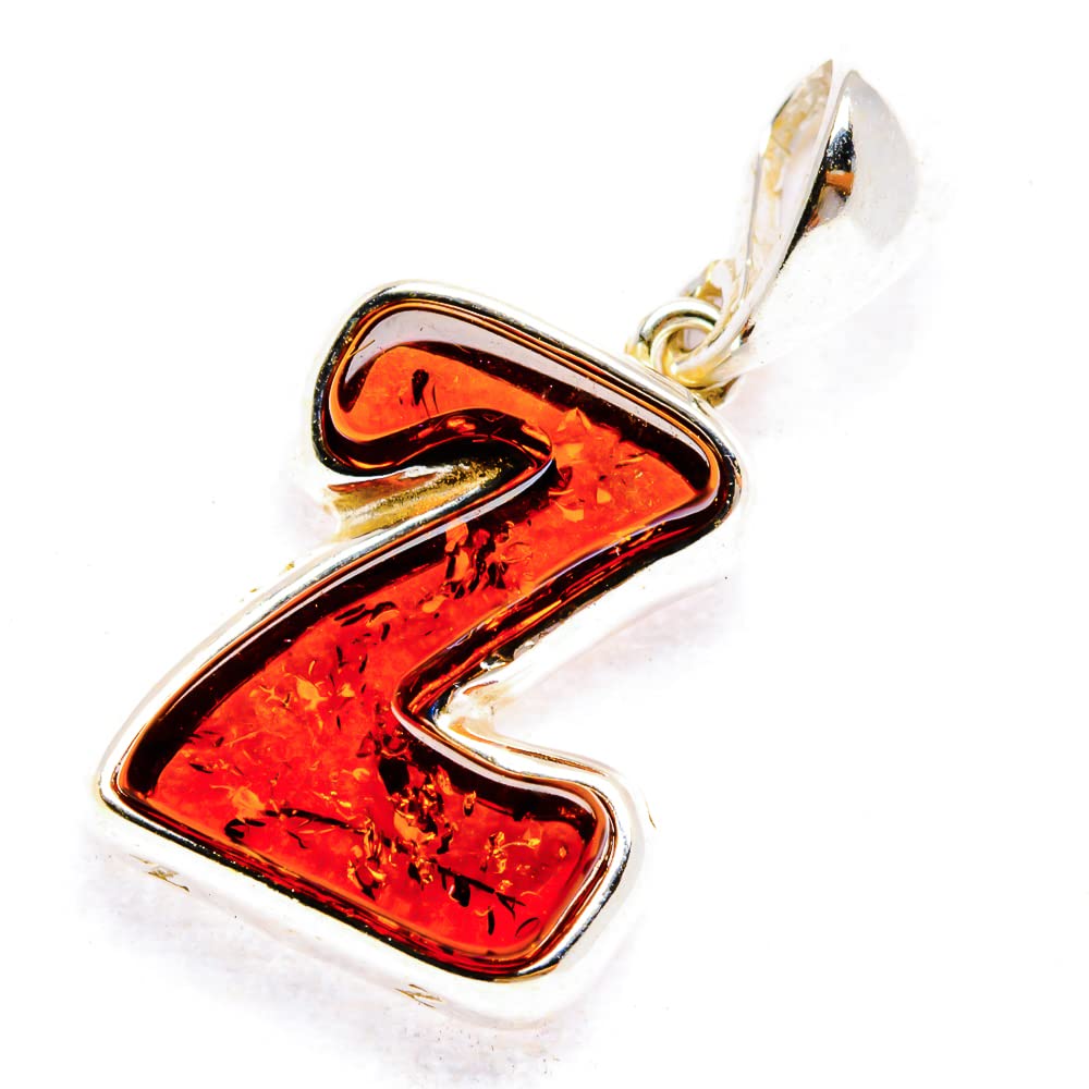 Ana Silver Co Baltic Amber Letter Z Pendant 1" (925 Sterling Silver) - Handmade Jewelry, Bohemian, Vintage PD33111