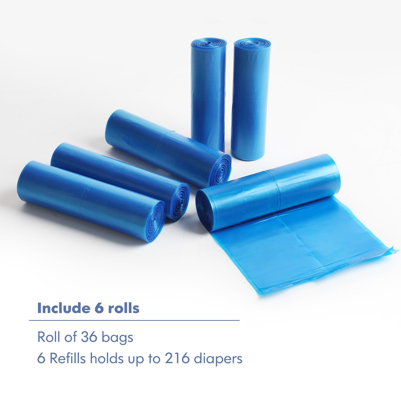 AromaRoom Electric Diaper Pail & Diaper Pail Refills bag 216 Count, 6 Rolls (Large Size)