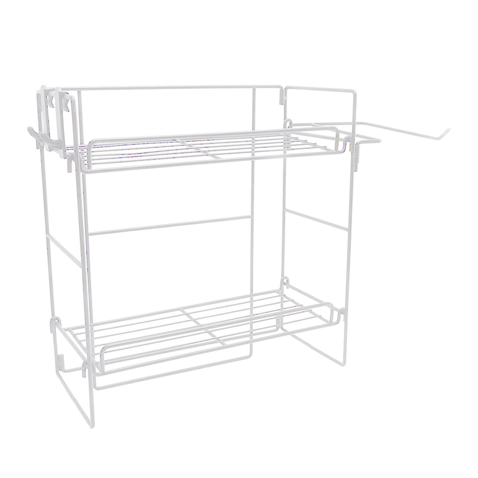 Airshi Over Toilet Storage Rack, 2 Tier Ventilation and Drainage Bathroom Organizer Shelves Space Saving Hollow Out Base No Drilling with Hooks for Home (White)