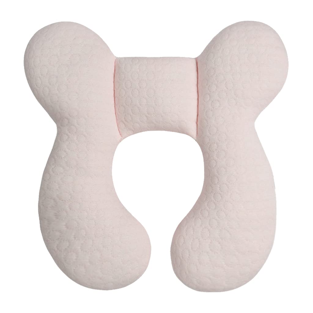 Blublu Park Upgraded Baby Head Support Pillow for Newborn Toddler, Soft Cotton Baby Travel Pillow for Car Seats and Strollers for Baby, Pink