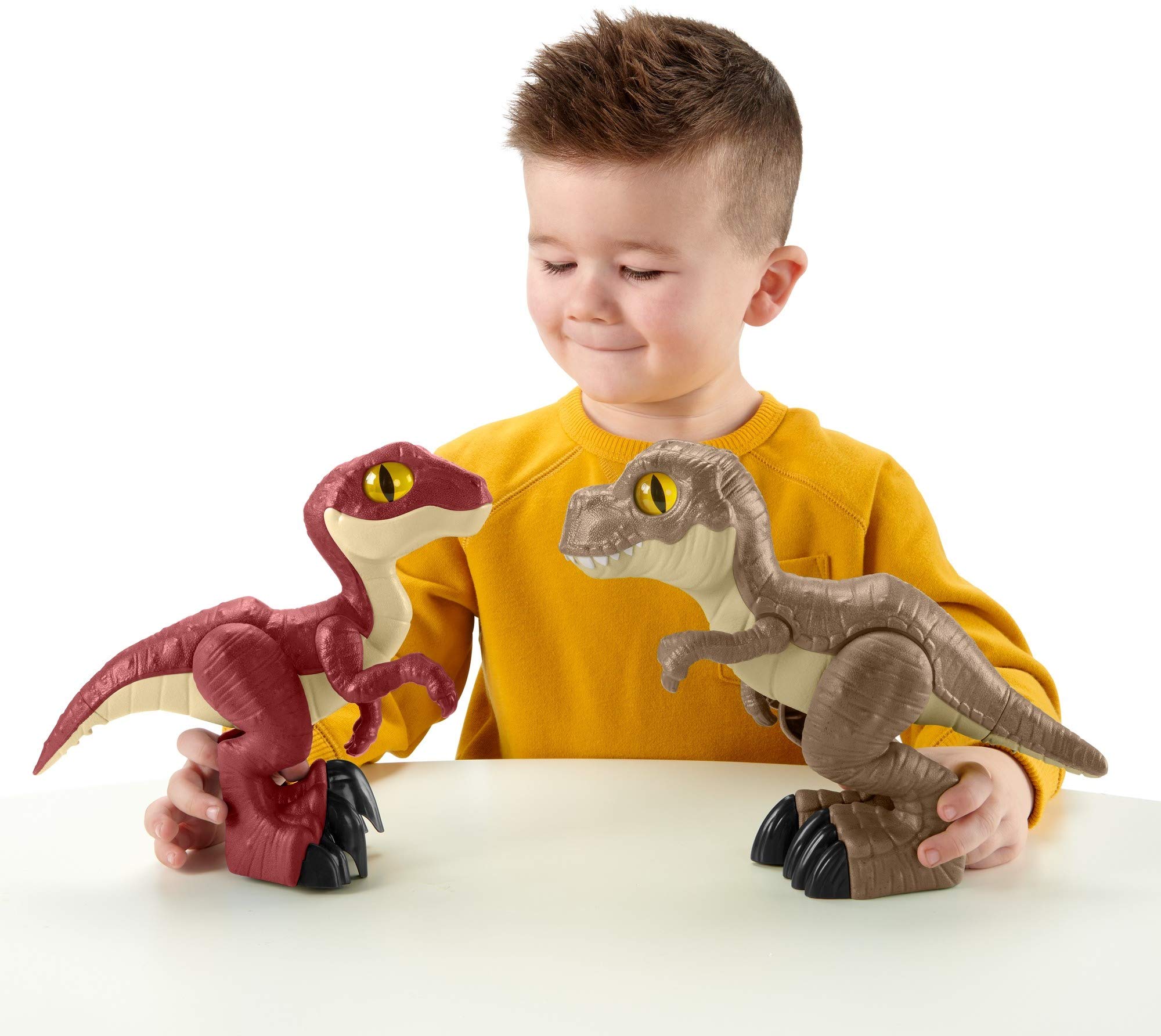 Fisher-Price Imaginext Jurassic World Dino Attack Pack, extra-large 9.5 inch T.rex and 9 inch raptor figure set for preschool kids ages 3 to 8 years