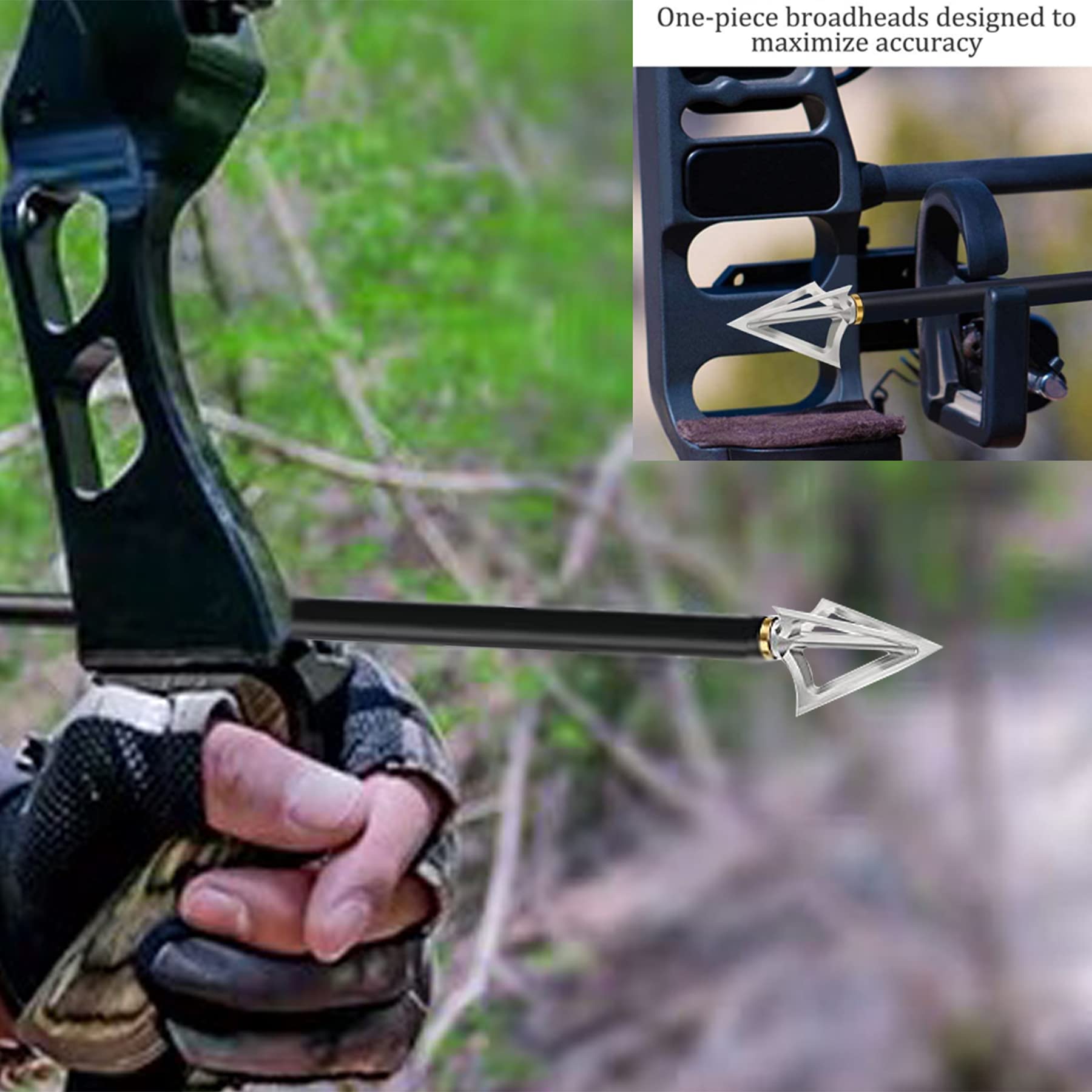 Anseven Hunting Broadheads 100 Grain 3 Fixed Blades Stainless Steel Archery Broadheads for Crossbow Recurve Bow and Compound Bow (12), X1-12Pcs-100Grain-silvery, 5.1×3.5×1.2