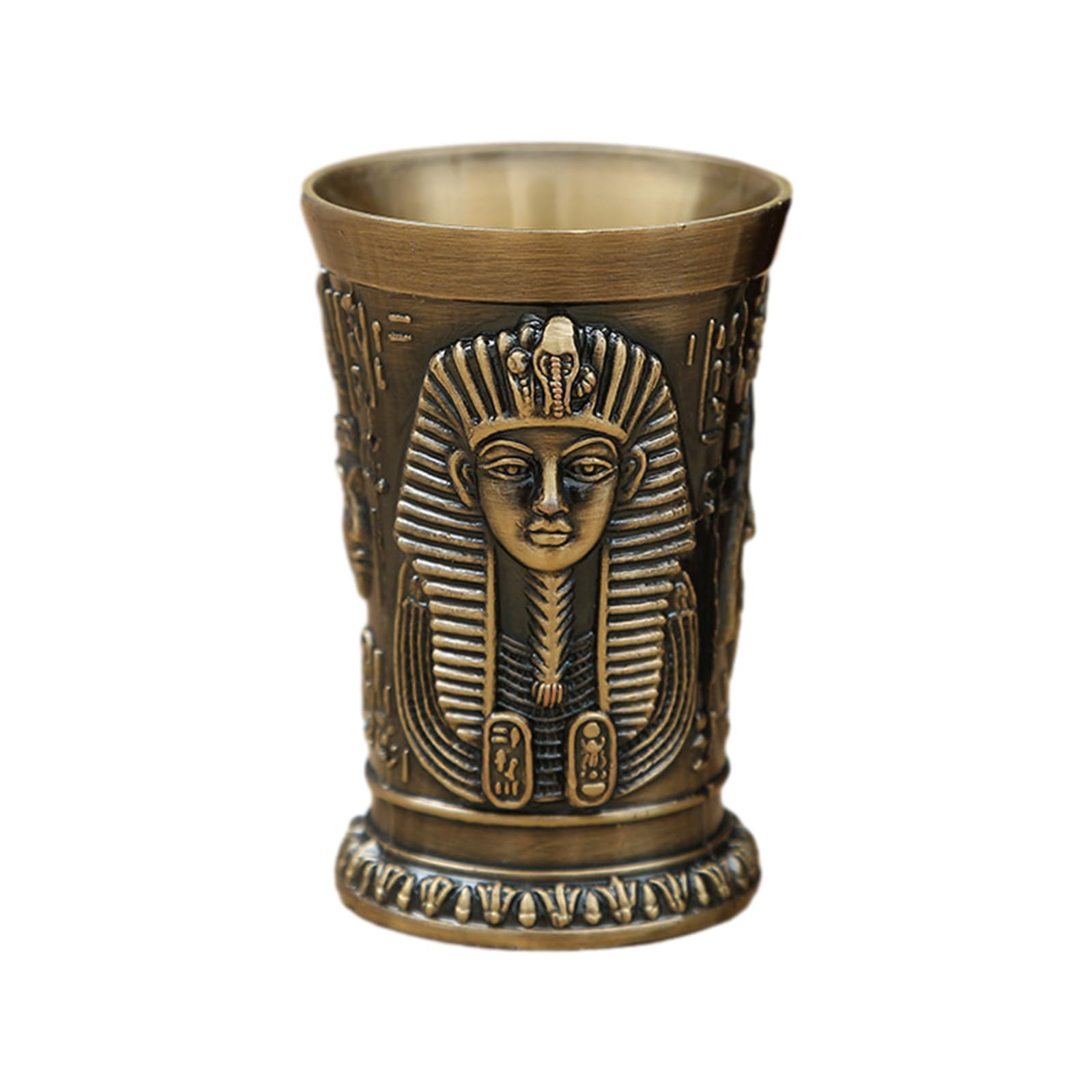 AOOOWER Ancient Drinkware Metal Vintage Egyptian Glass Egypt Wine Cup Red Wines Goblet Cup Embossed Engraving Glass Vintage Metal Wine Glass