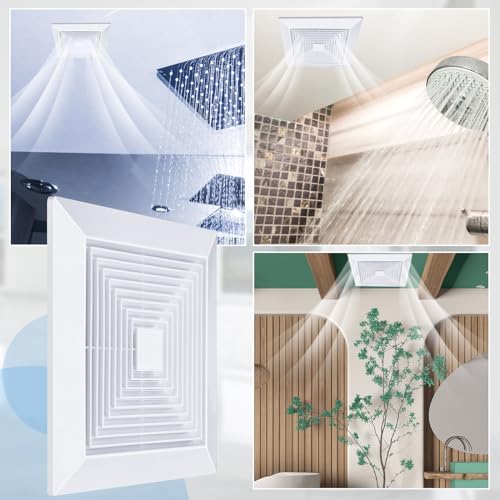Baquler Exhaust Bathroom Fan Cover Bathroom Ceiling Fan Grille with Springs Plastic Replacement Vent Cover Wall Mount for Square Ceiling for Ventilation Fan (1, 12 x 12'')
