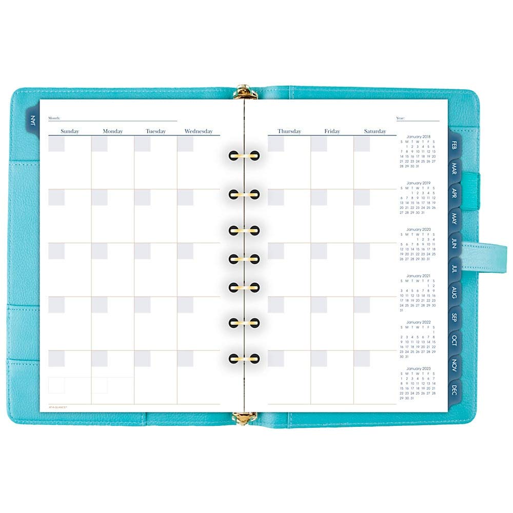 AT-A-GLANCE, Undated, 5-1/2" x 8-1/2", Desk Size, 7-Ring, Faux Leather Fashion, Teal (DR1118-040-42)