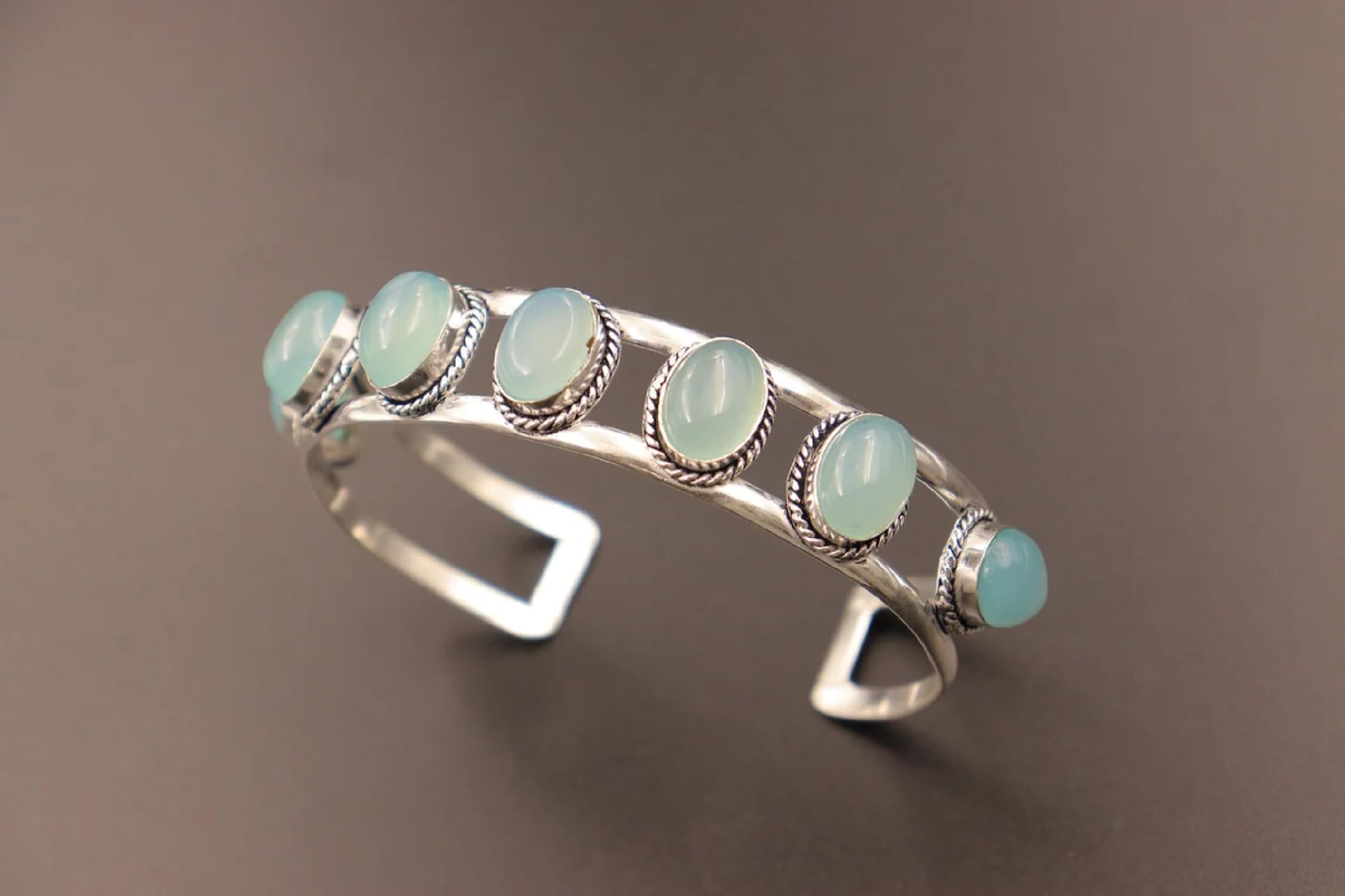 Aqua Chalcedony bangle, cuff bangle, 925 sterling silver bangle, Wedding Jewelry, Many Stone Jewelry, Attractive Bangle, Gift For Her/Him, Charm Bangle, Tennis Bracelet, boho style, Unique Jewelry
