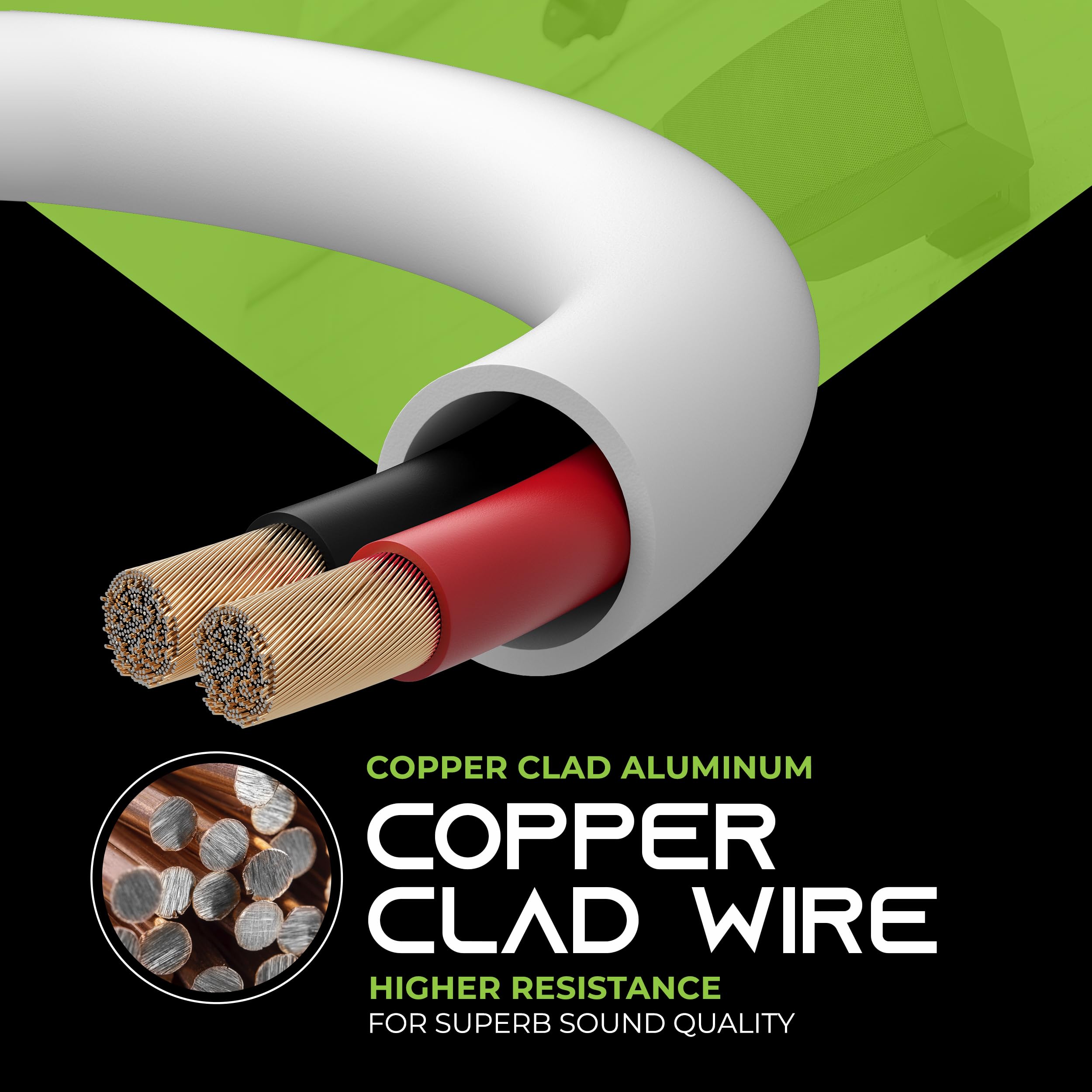GearIT 16/2 Speaker Wire (100 Feet) 16 Gauge (Copper Clad Aluminum) - Fire Safety in Wall Rated Audio Speaker Wire Cable / CL2 Rated / 2 Conductors - CCA, 100ft