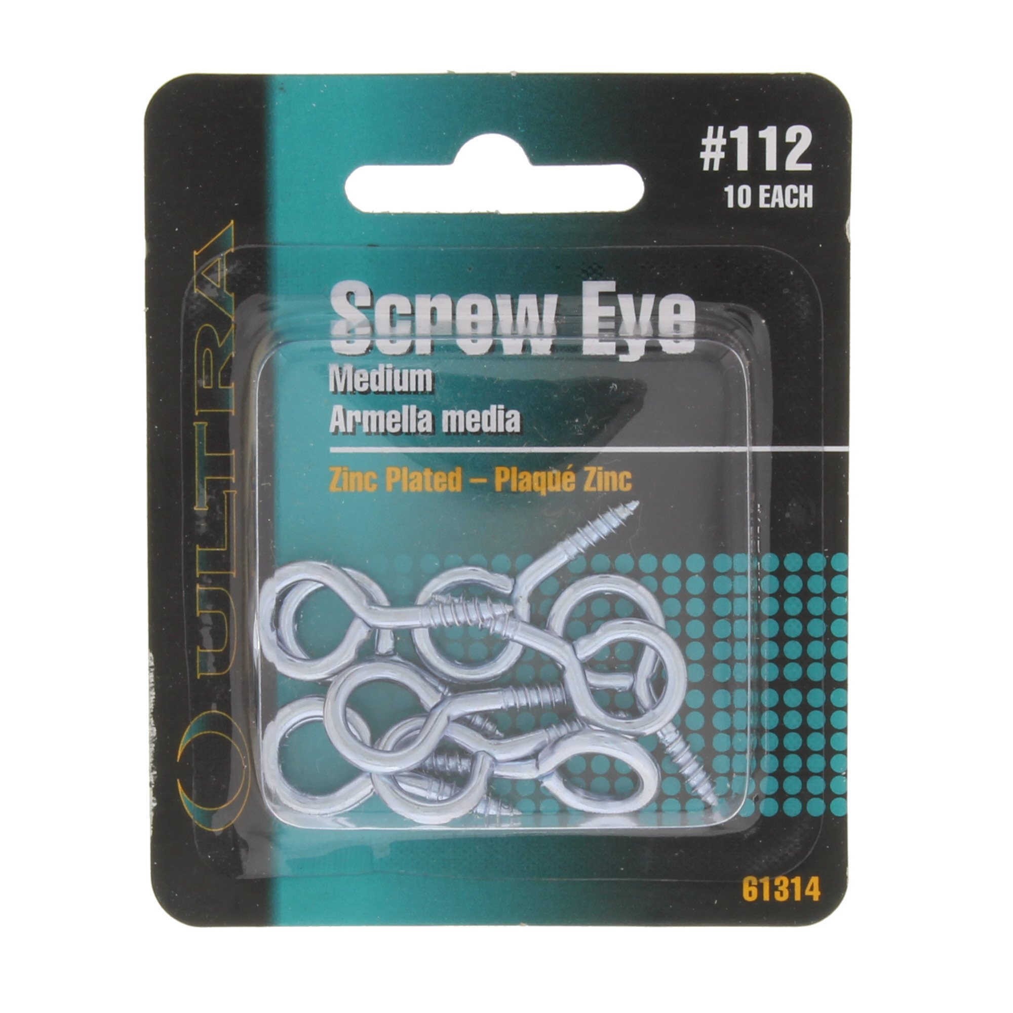 UltraHrdw 61314 Screw Eye Med.#112 Z.P. CD/10