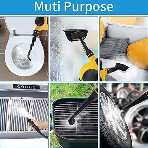 AFMAT Handheld Steam Cleaner, Portable Steam Cleaner Handheld 10 in 1 Set Multi-Function Multi-Purpose, and Chemical-Free, Multi-Surface All Natural, for Kitchen, Home -Yellow