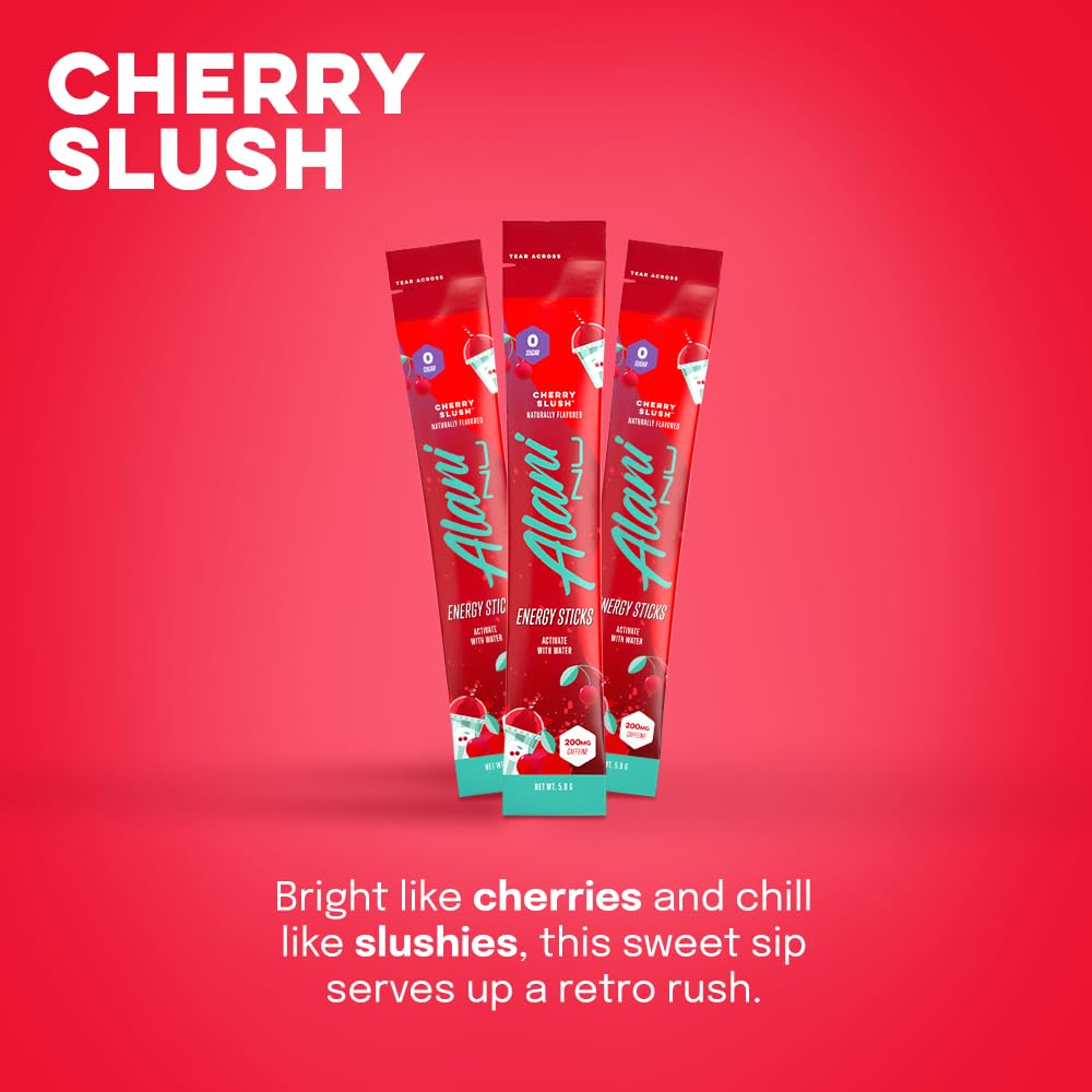 Alani Nu Energy Sticks CHERRY SLUSH & HAWAIIAN SHAVED ICE | Energy Drink Powder | Preworkout Performance with Antioxidants | On-The-Go Drink Mix | Biotin B Vitamins | Zero Sugar | 5 Calories | 20 Pack