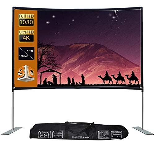 APAINI 100/120inch Projector Screen 16:9 Video Projection Screen with Stable Base 4K Projector Screen for Home Theater Movie (Size : 120 inch)
