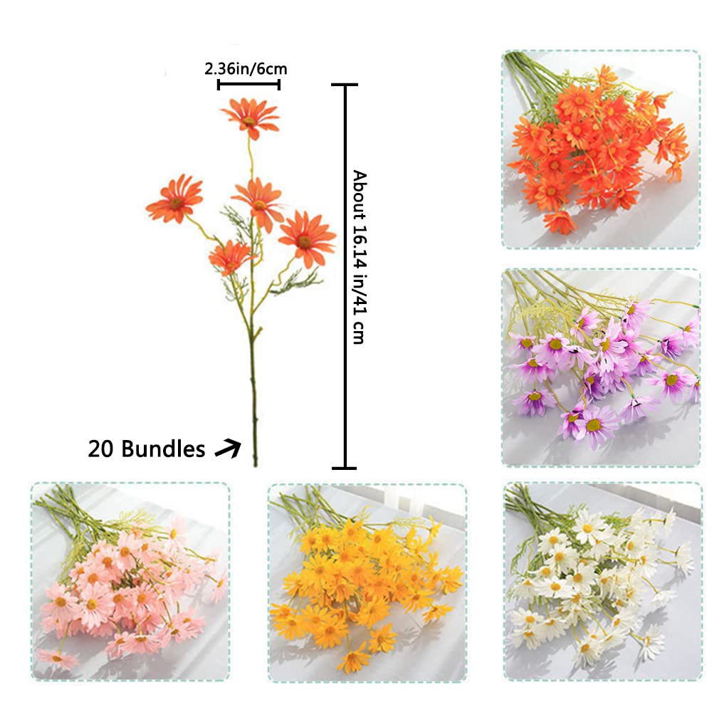 MexSpFit Artificial Flowers Outdoors Fake Daisy,20 Bundles Silk Daisy,Fake Fall Flowers for Decoration,No Fade UV Resistant for Home Indoor Outside Hanging Planter Garden Wedding (Purple, 10)
