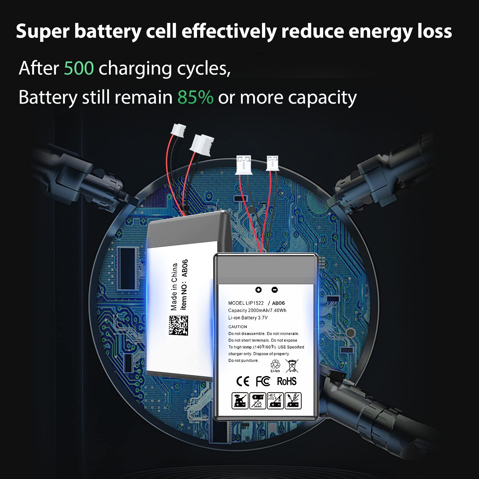 Antank Battery Pack 2000mAh Compatible with PS4 & PS4 Slim/Pro Controller Dual Shock 4 [CUH-ZCT1]/ Dual Shock 4 V2 [CUH-ZCT2] Battery Replacement DIY Repair Kit with PH00 Screwdriver