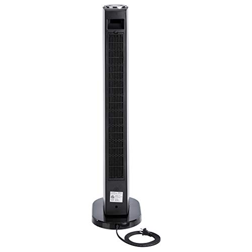Amazon Basics 34" 1500W Premium Portable Oscillating Ceramic Tower Space Heater with Remote, 3 Heat Settings, Black
