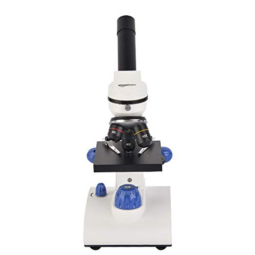 Amazon Basics Dual Light Glass Lens Metal Frame Student Microscope and Slides