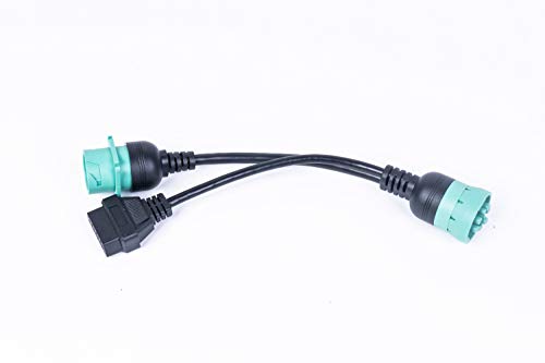ARTECKIN Green Type 2 J1939 9pin Female to OBD2 and to J1939 Male Splitter Y Cable for Truck Freightliner GPS ELD Tracker